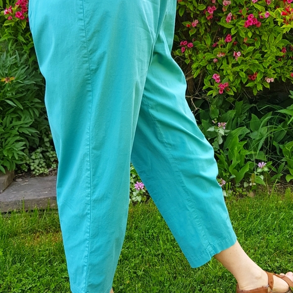 Eileen Fisher | Pants & Jumpsuits | Eileen Fisher Turquoise Capris ...